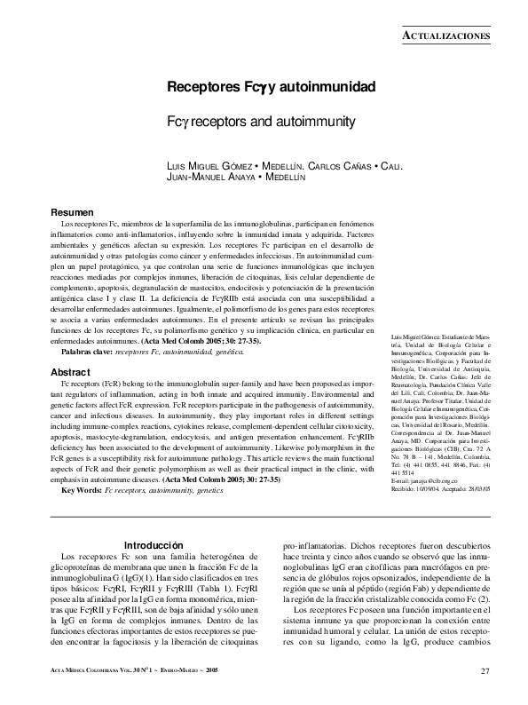 (PDF) Fcy receptors and autoimmunity