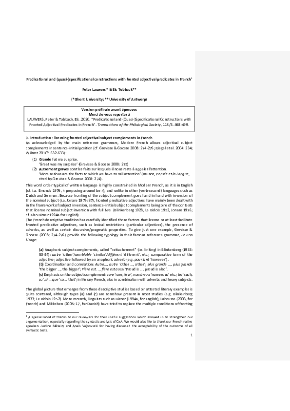 (PDF) Predicational and (quasi-)specificational constructions with ...