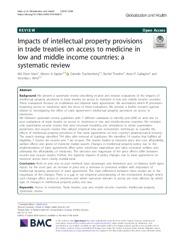 (PDF) Impacts of intellectual property provisions in trade treaties on ...