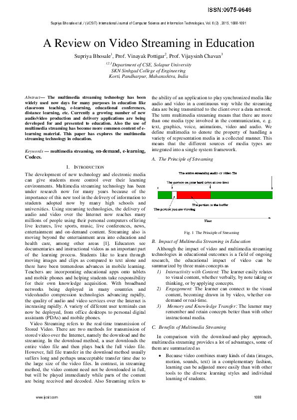 (PDF) A Review on Video Streaming in Education