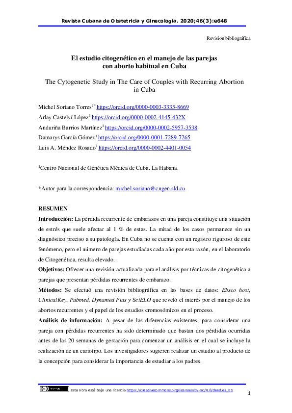 (PDF) El estudio citogenético en el manejo de las parejas con aborto ...