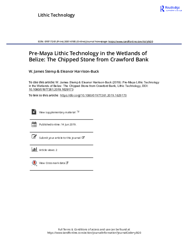 (PDF) Pre-Maya Lithic Technology in the Wetlands of Belize: The Chipped Stone from Crawford Bank ...
