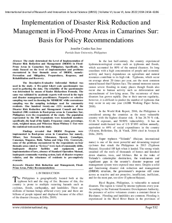 (PDF) Implementation of Disaster Risk Reduction and Management in Flood ...