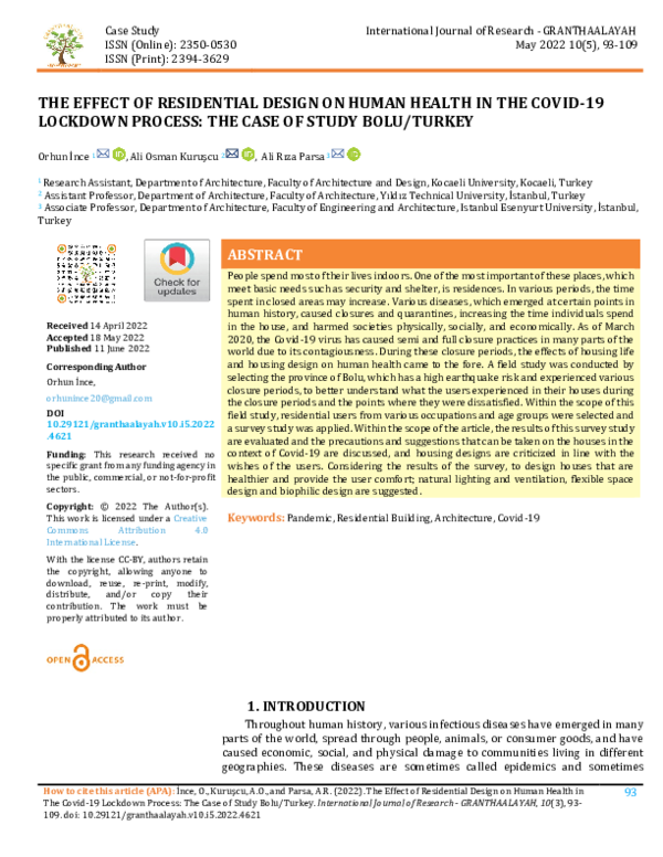 (PDF) The Effect of Residential Design on Human Health in the COVID-19 ...