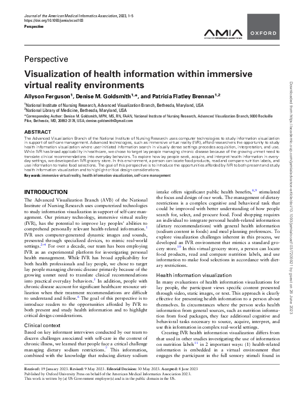 (PDF) Visualization of health information within immersive virtual ...