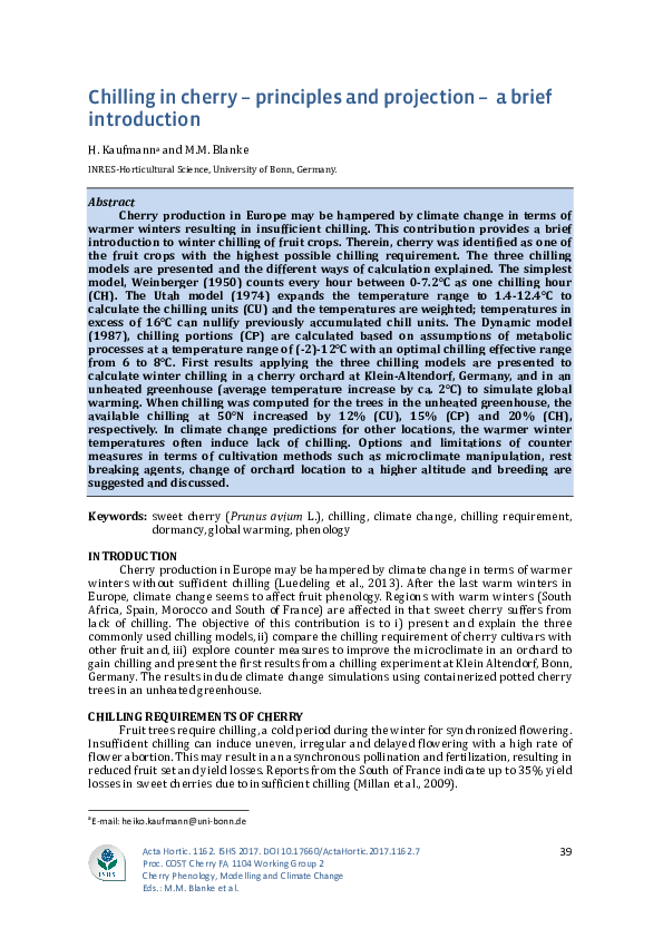 (PDF) Chilling in cherry – principles and projection – a brief introduction