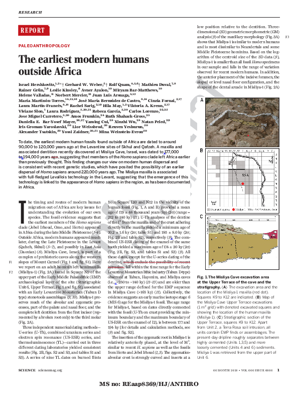 (PDF) The earliest modern humans outside Africa