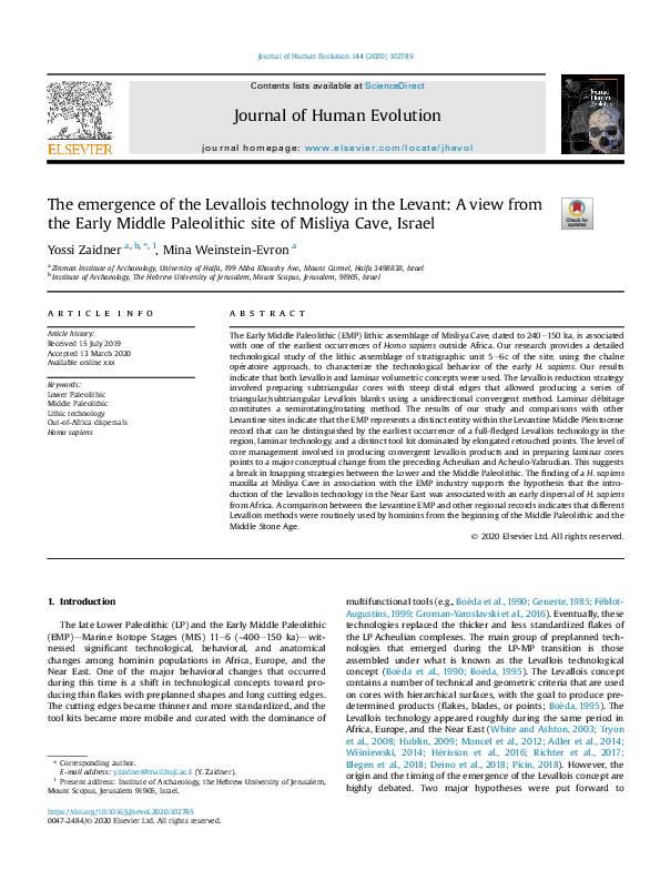 (PDF) The emergence of the Levallois technology in the Levant: A view ...