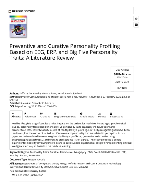(PDF) Preventive and Curative Personality Profiling Based on EEG, ERP ...