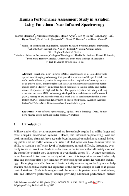 (PDF) Human Performance Assessment Study in Aviation Using Functional ...