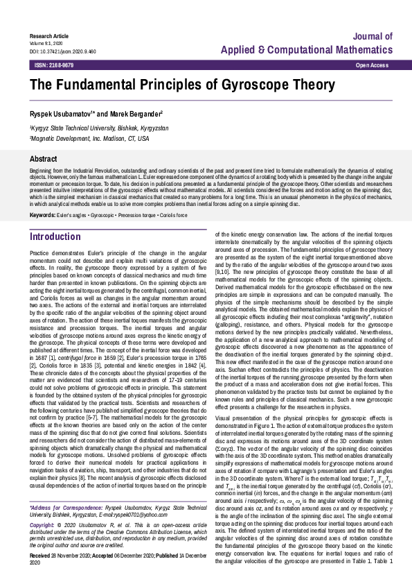 (PDF) Fundamental principles of gyroscope theory