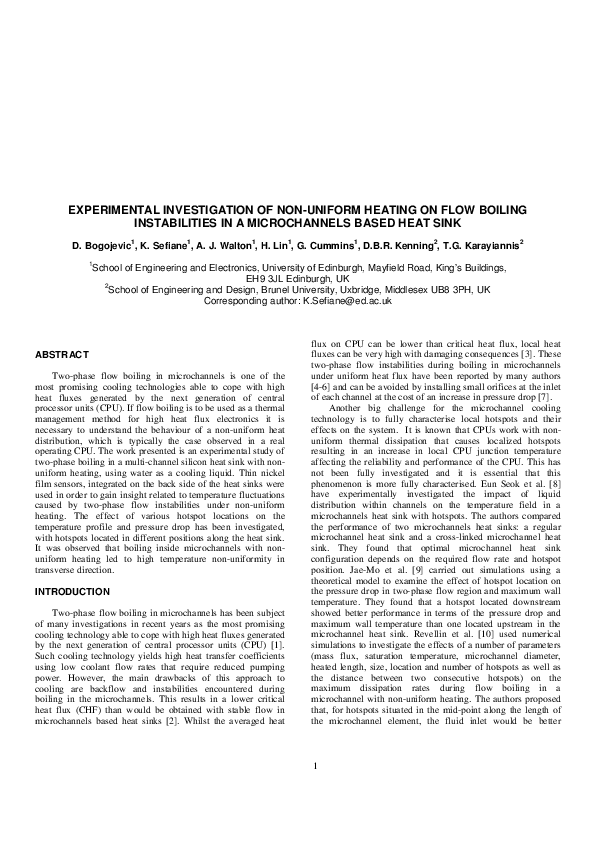 (PDF) Experimental investigation of non-uniform heating effect on flow boiling instabilities in ...