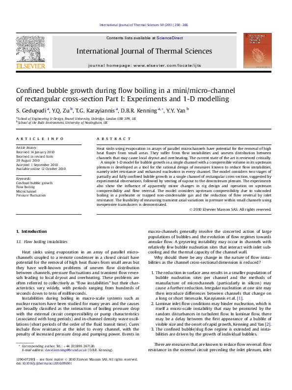 (PDF) Confined bubble growth during flow boiling in a mini-/micro-channel of rectangular cross ...