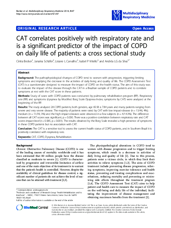 (PDF) CAT correlates positively with respiratory rate and is a ...