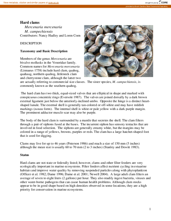 (PDF) Hard clams | Loren Coen - Academia.edu