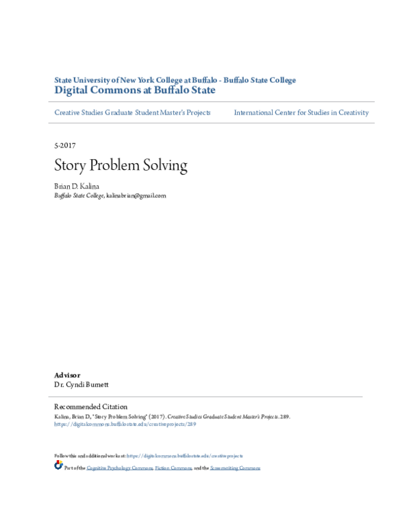 (PDF) Story Problem Solving | Brian Kalina - Academia.edu