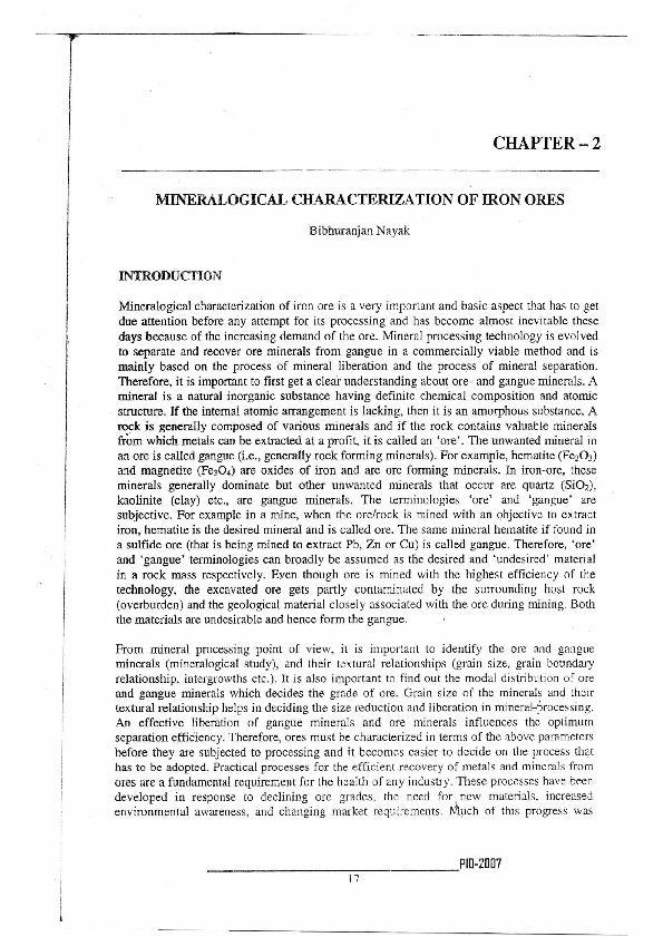 (PDF) CHAPTER-2 Mineralogical Characterization of Iron Ores
