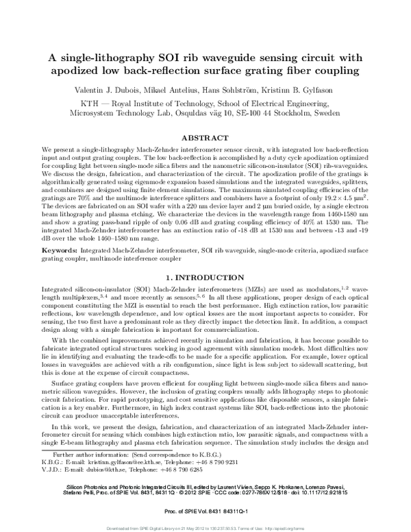 (PDF) A single-lithography SOI rib waveguide sensing circuit with ...