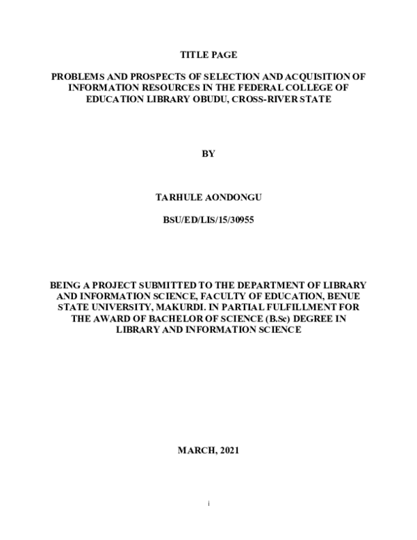 (DOC) PROBLEMS AND PROSPECTS OF SELECTION AND ACQUISITION OF ...