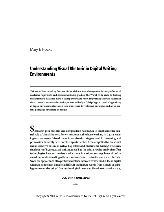 (PDF) Understanding Visual Rhetoric in Digital Writing Environments