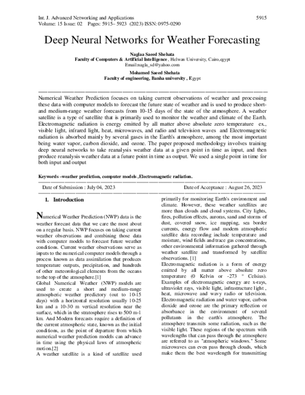 Pdf Deep Neural Networks For Weather Forecasting