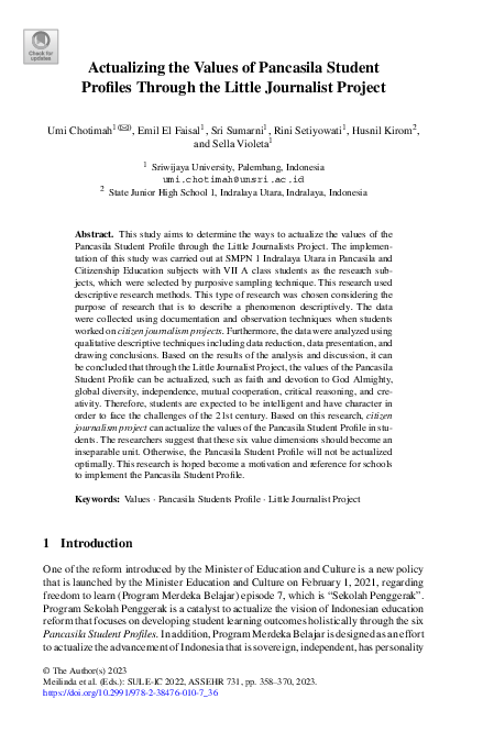 (PDF) Actualizing the Values of Pancasila Student Profiles Through the ...