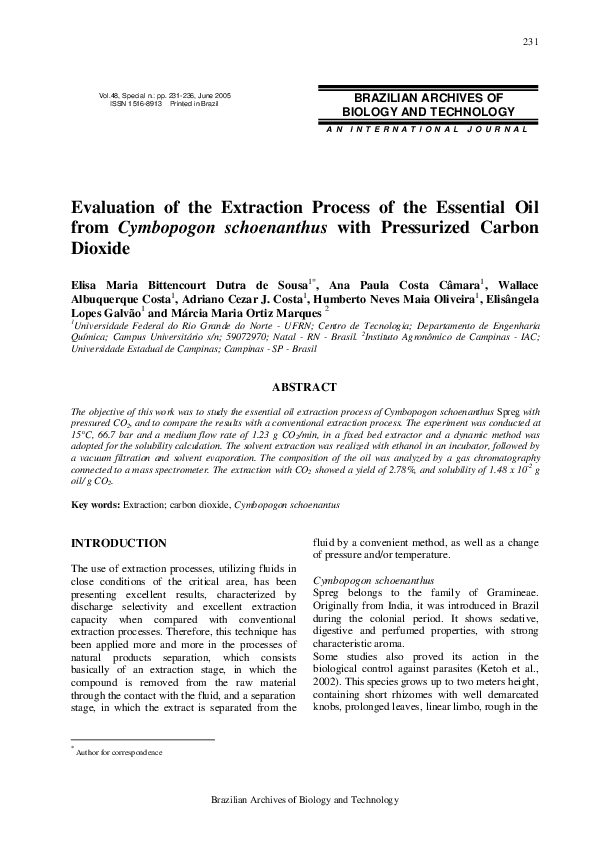 (PDF) Evaluation of the extraction process of the essential oil from Cymbopogon schoenanthus ...