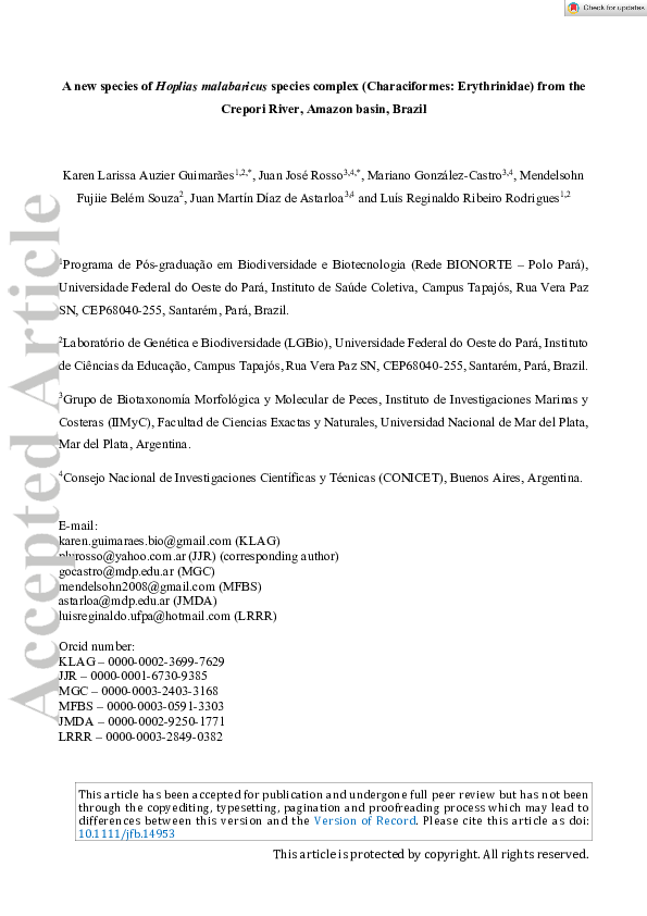 (PDF) A new species of Hoplias malabaricus species complex ...