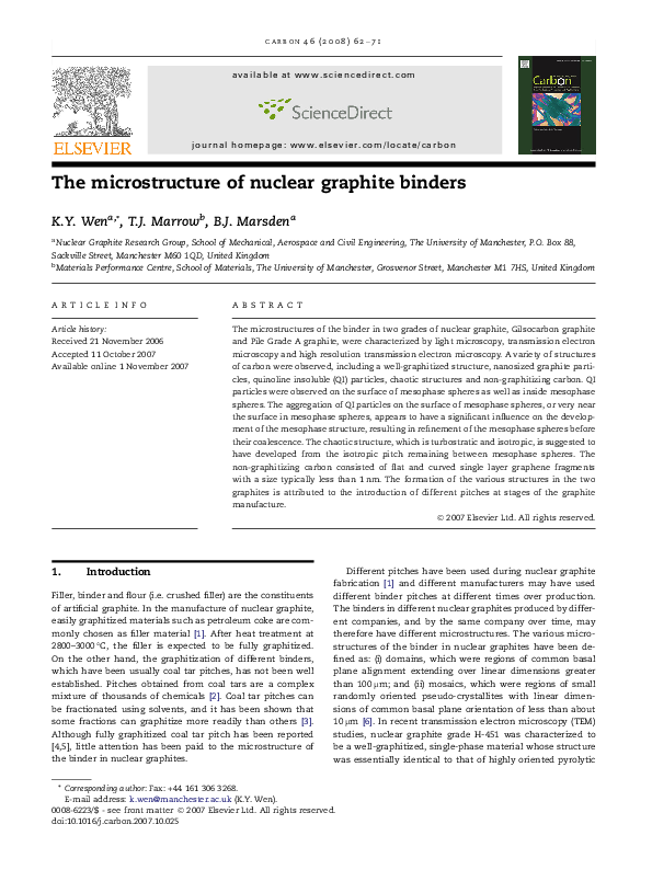 (PDF) The microstructure of nuclear graphite binders