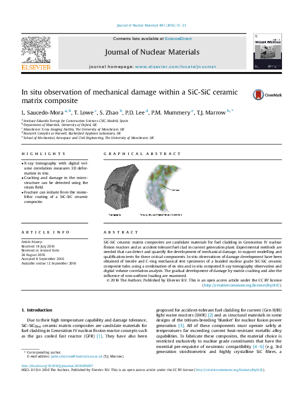 (PDF) In situ observation of mechanical damage within a SiC-SiC ceramic matrix composite | James ...