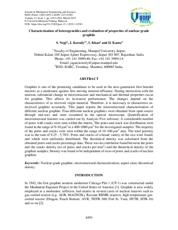 (PDF) Microstructural characterisation of nuclear grade graphite