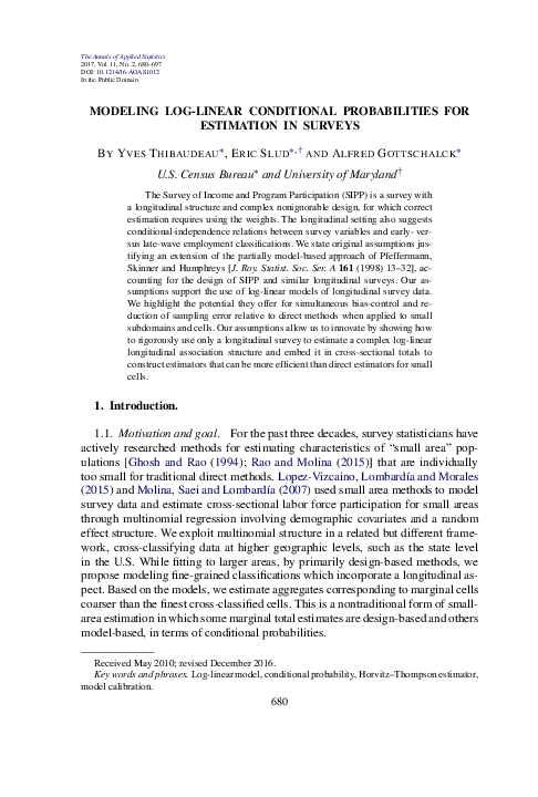 (PDF) Modeling log-linear conditional probabilities for estimation in surveys