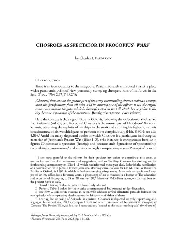 (PDF) Chosroes as spectator in Procopius' Wars