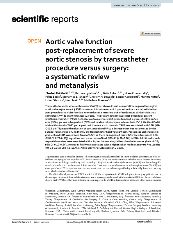 (PDF) Aortic valve function post-replacement of severe aortic stenosis by transcatheter ...