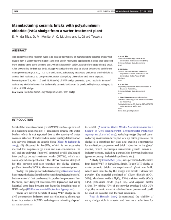 (PDF) Manufacturing ceramic bricks with polyaluminum chloride (PAC ...