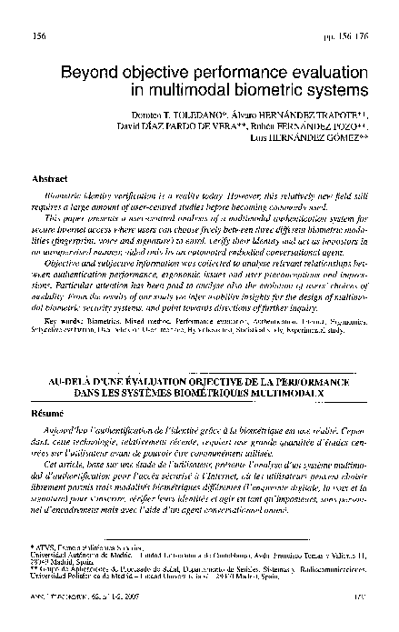 (PDF) Beyond objective performance evaluation in multimodal biometric systems