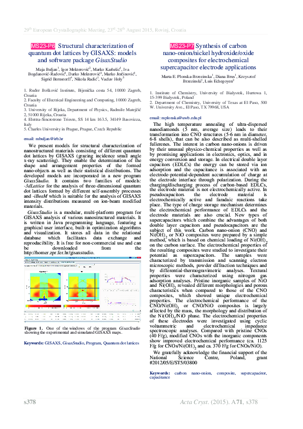 (PDF) Structural characterization of quantum dot lattices by GISAXS: models and software ...
