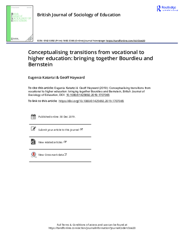 (PDF) Conceptualising transitions from vocational to higher education ...