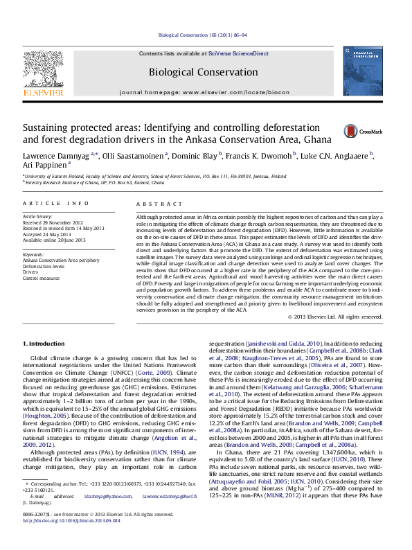 (PDF) Sustaining protected areas: Identifying and controlling ...