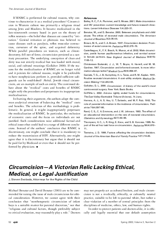 (PDF) Circumcision—A Victorian Relic Lacking Ethical, Medical, or Legal ...