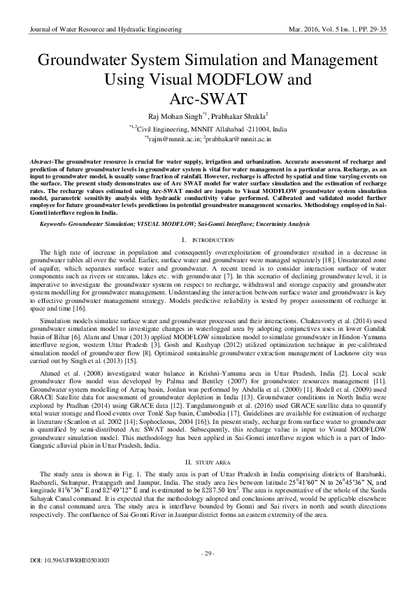 (PDF) Groundwater System Simulation and Management Using Visual MODFLOW and Arc-SWAT
