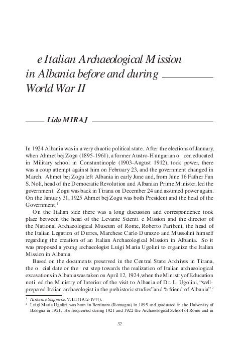 (PDF) The Italian Archaeological Mission in Albania before and during ...