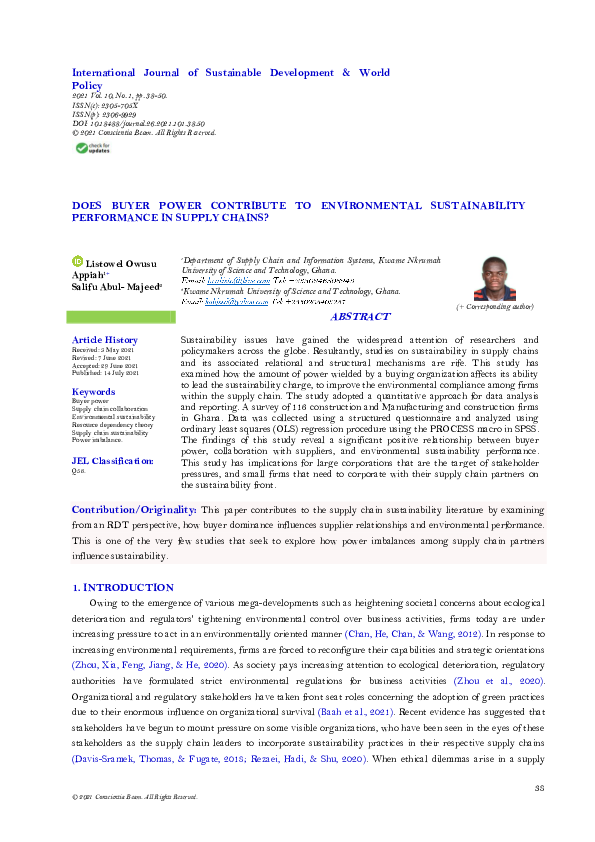 (PDF) Does Buyer Power Contribute to Environmental Sustainability ...