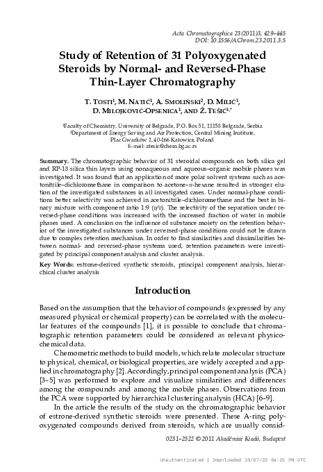 (PDF) Study of retention of 31 polyoxygenated steroids by normal- and ...