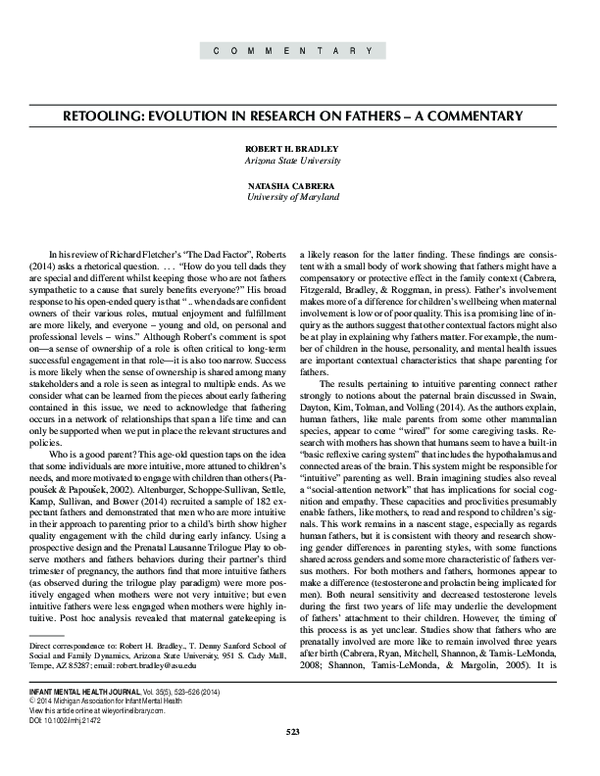 (PDF) Retooling: Evolution in Research on Fathers – a Commentary