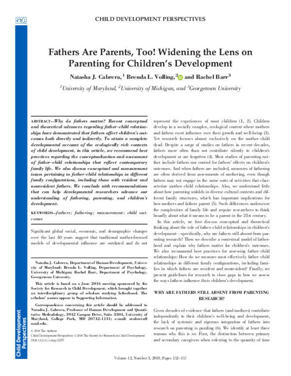(PDF) Fathers Are Parents, Too! Widening the Lens on Parenting for ...