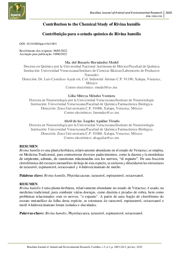 (PDF) Contribution to the Chemical Study of Rivina humilis ...