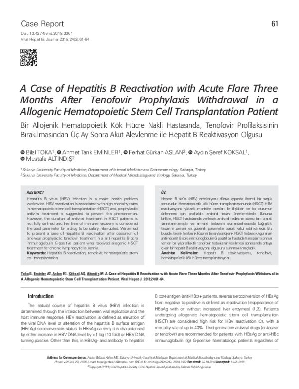 (PDF) A Case of Hepatitis B Reactivation with Acute Flare Three Months ...