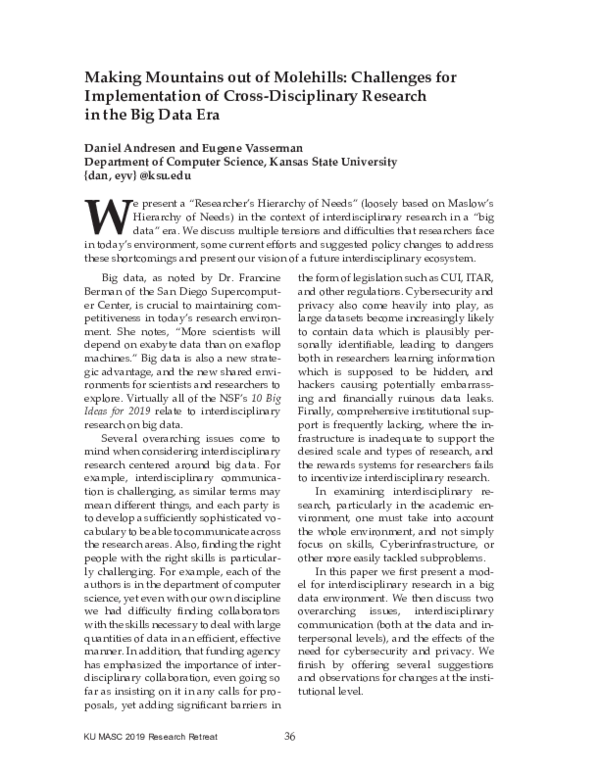 (PDF) Making Mountains out of Molehills: Challenges for Implementation of Cross-Disciplinary ...