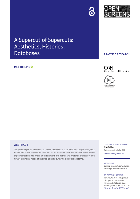 (PDF) A Supercut of Supercuts: Aesthetics, Histories, Databases